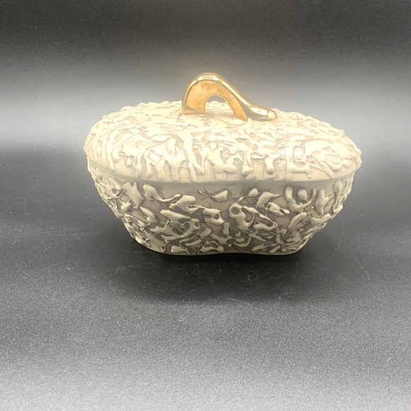 Vintage | Art | Vintage Mcm Kidney Shaped Taupe Textured Ceramic Hand ...